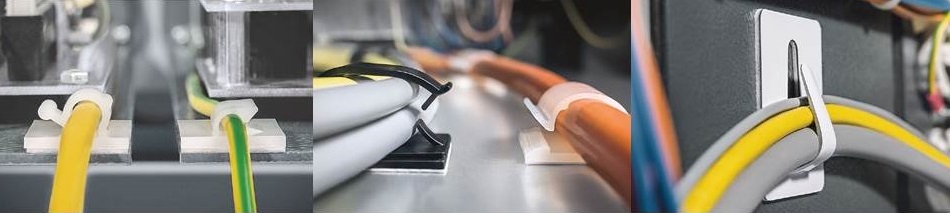 Självhäftande kabelfästen och klämmor